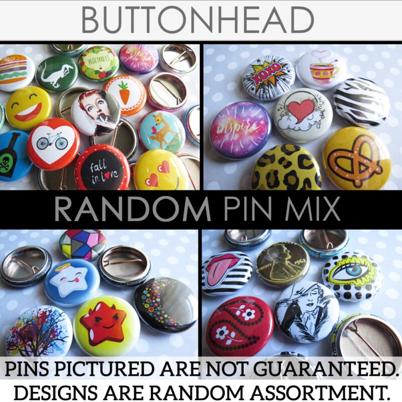 Buttonhead • Random Button Pins Sets • Pocket Mirrors • Temp Tattoos