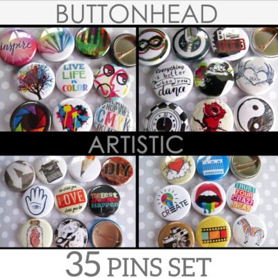 Buttonhead • Random Button Pins Sets • Pocket Mirrors • Temp Tattoos