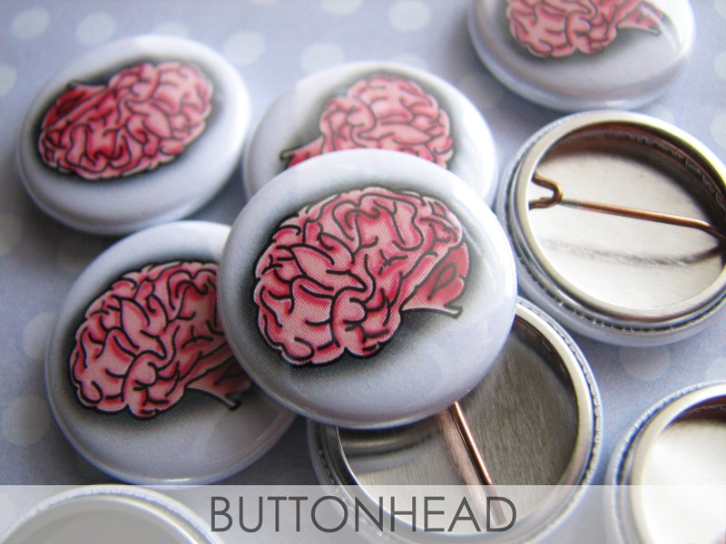 Mad Science Halloween Party Favors – Brain Buttons Pins • Buttonhead