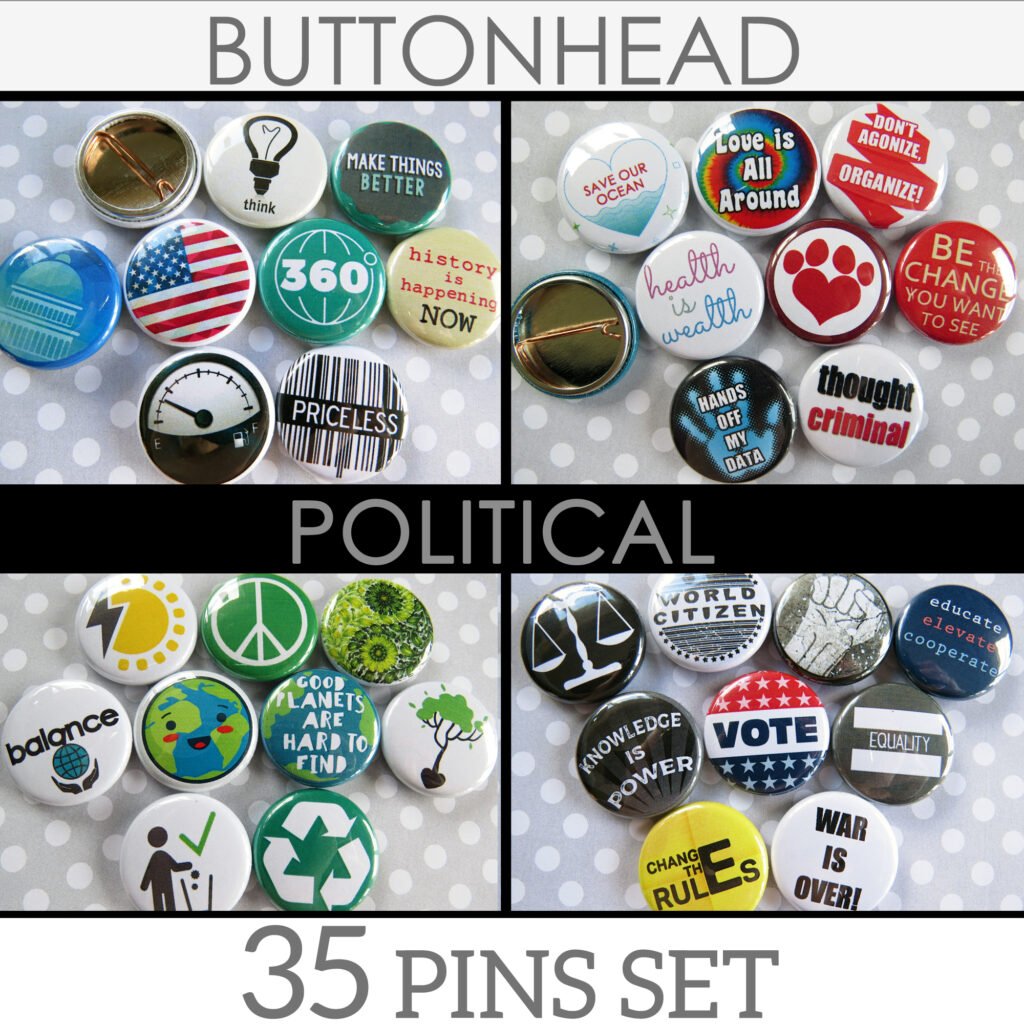 Buttons Pins Theme Sets – Art, Cute, Funny, Geeky, Political, Punk ...