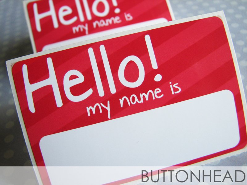 Party Name Tags – Hello My Name Is Stickers • Buttonhead